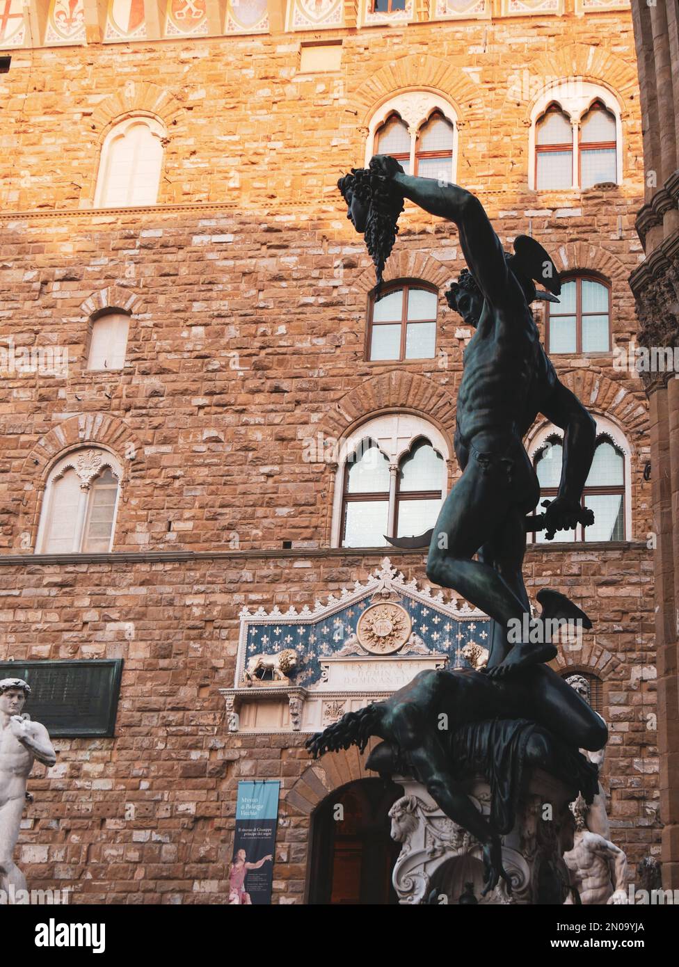 Bronze statue of Perseus holding the head of Medusa in Florence, made ...