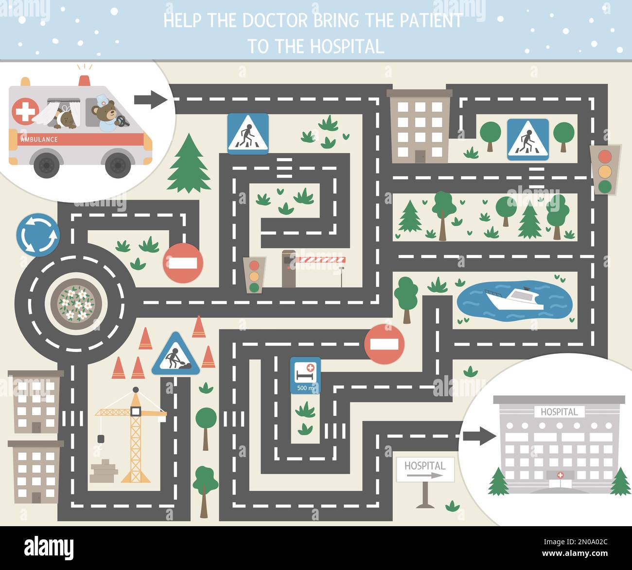 Medical maze for children. Preschool medicine activity. Funny puzzle ...