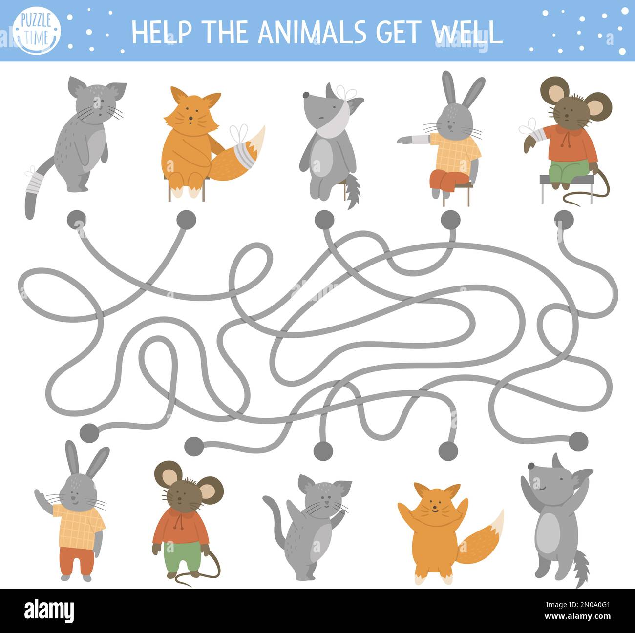 Medical maze for children. Preschool medicine activity. Funny puzzle ...