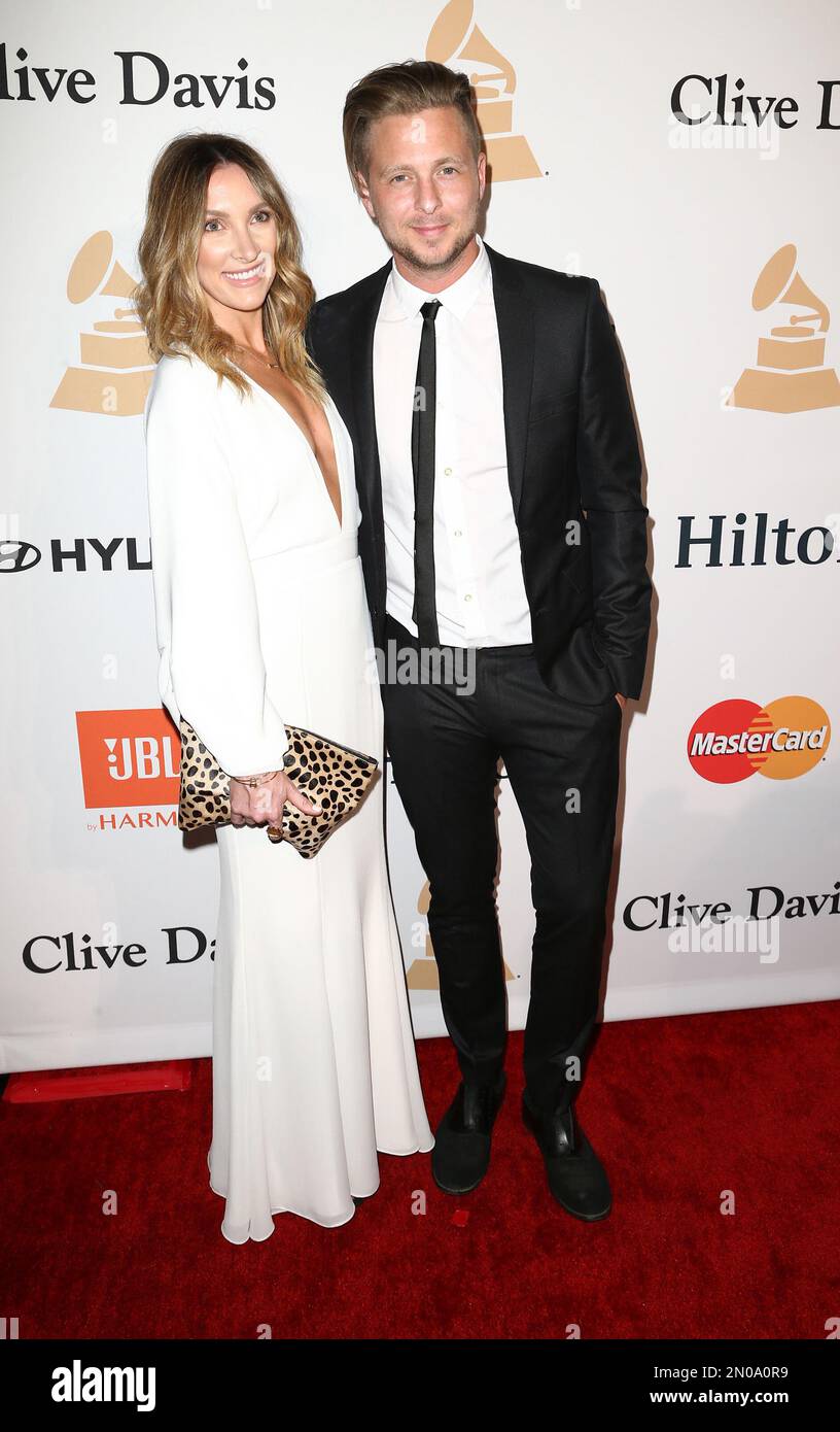 Genevieve Tedder, left, and Ryan Tedder arrive at the 2016 Clive Davis ...