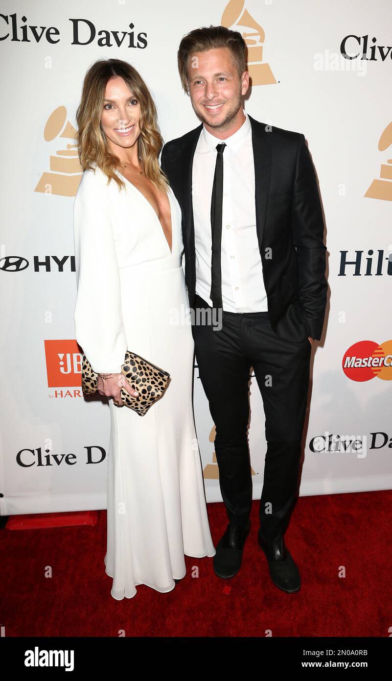 Genevieve Tedder, left, and Ryan Tedder arrive at the 2016 Clive Davis ...