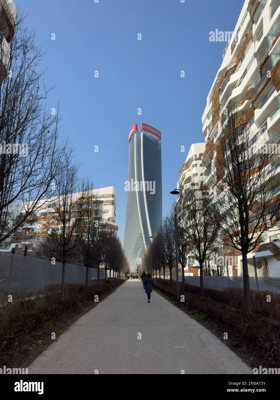 a beautiful view of the City Life tower, "Lo Storto", Hadid Tower, from ...