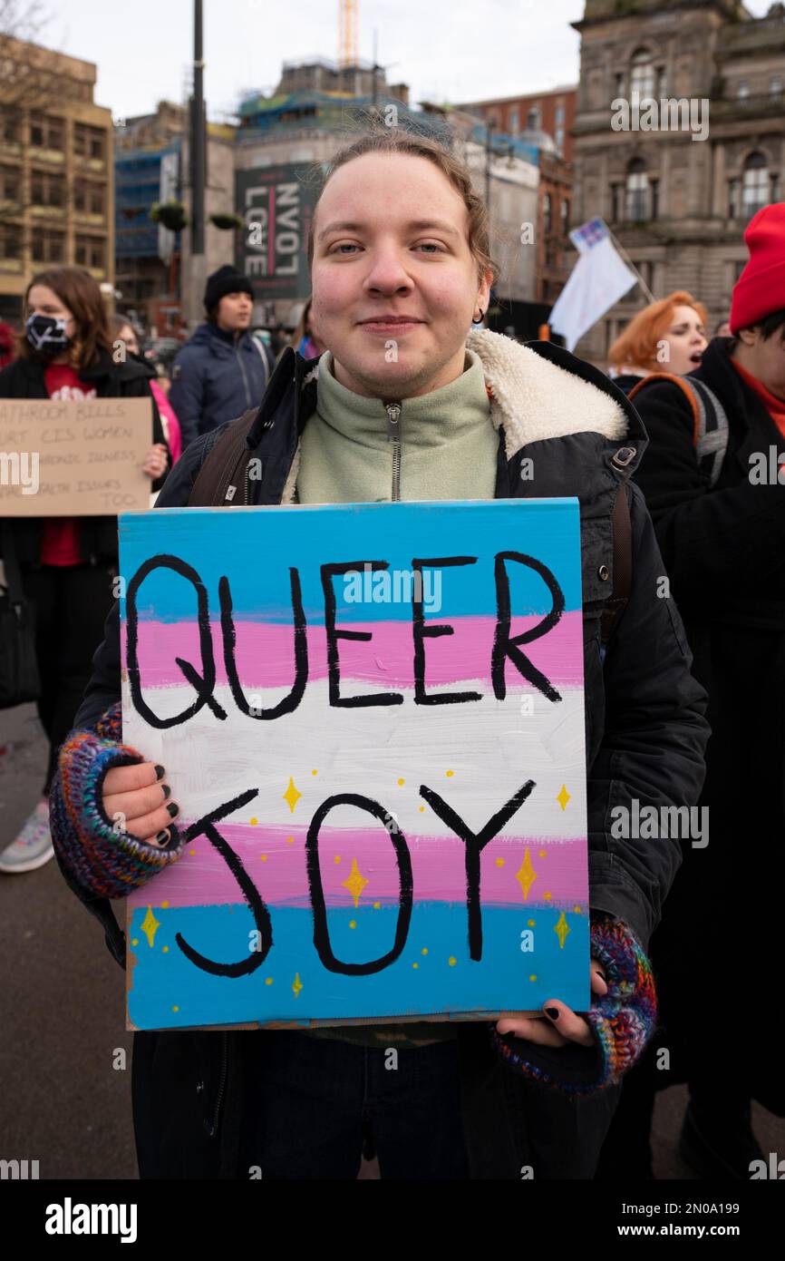 Glasgow, Scotland, UK. 5 February 2023. Pro-transgender rights ...