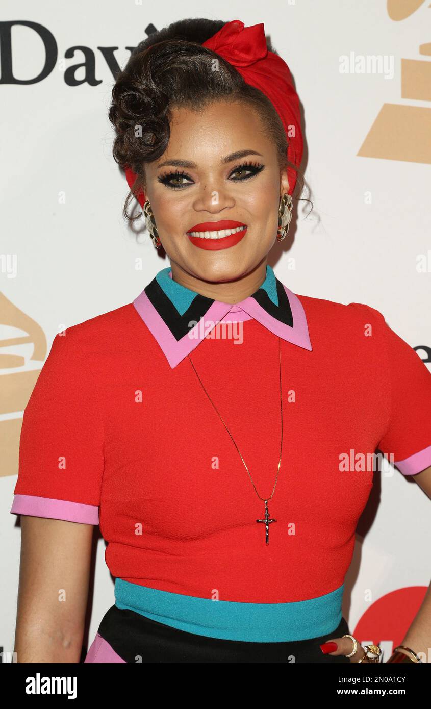 Andra Day arrives at the 2016 Clive Davis Pre-Grammy Gala at the ...