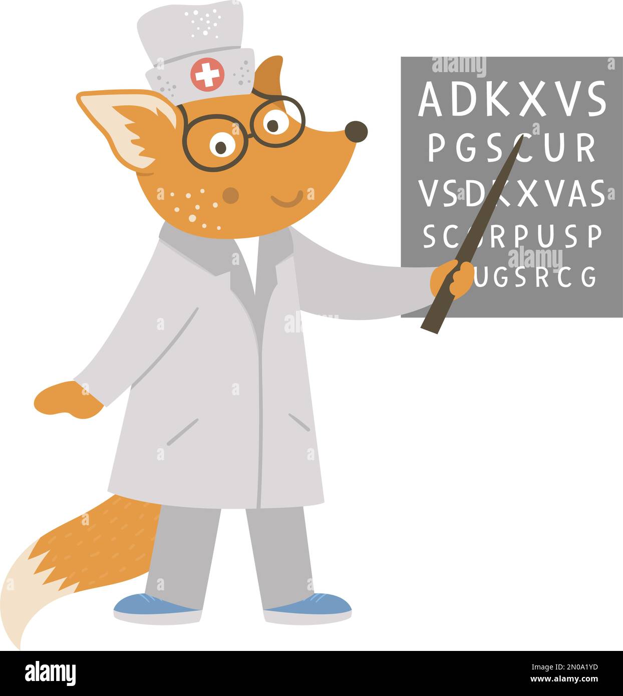 Vector animal doctor. Cute funny fox character. Medical picture for ...