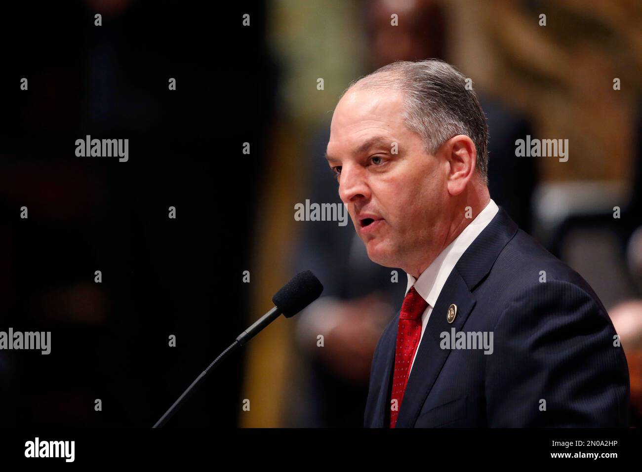 Louisiana Gov. John Bel Edwards speaks during the opening of a special ...