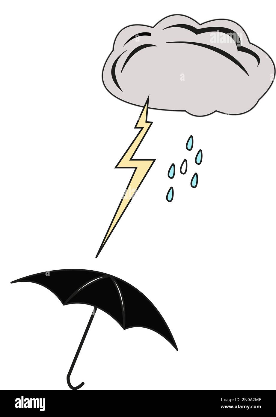 Cloud throwing lightning and rain on an umbrella Stock Photo - Alamy