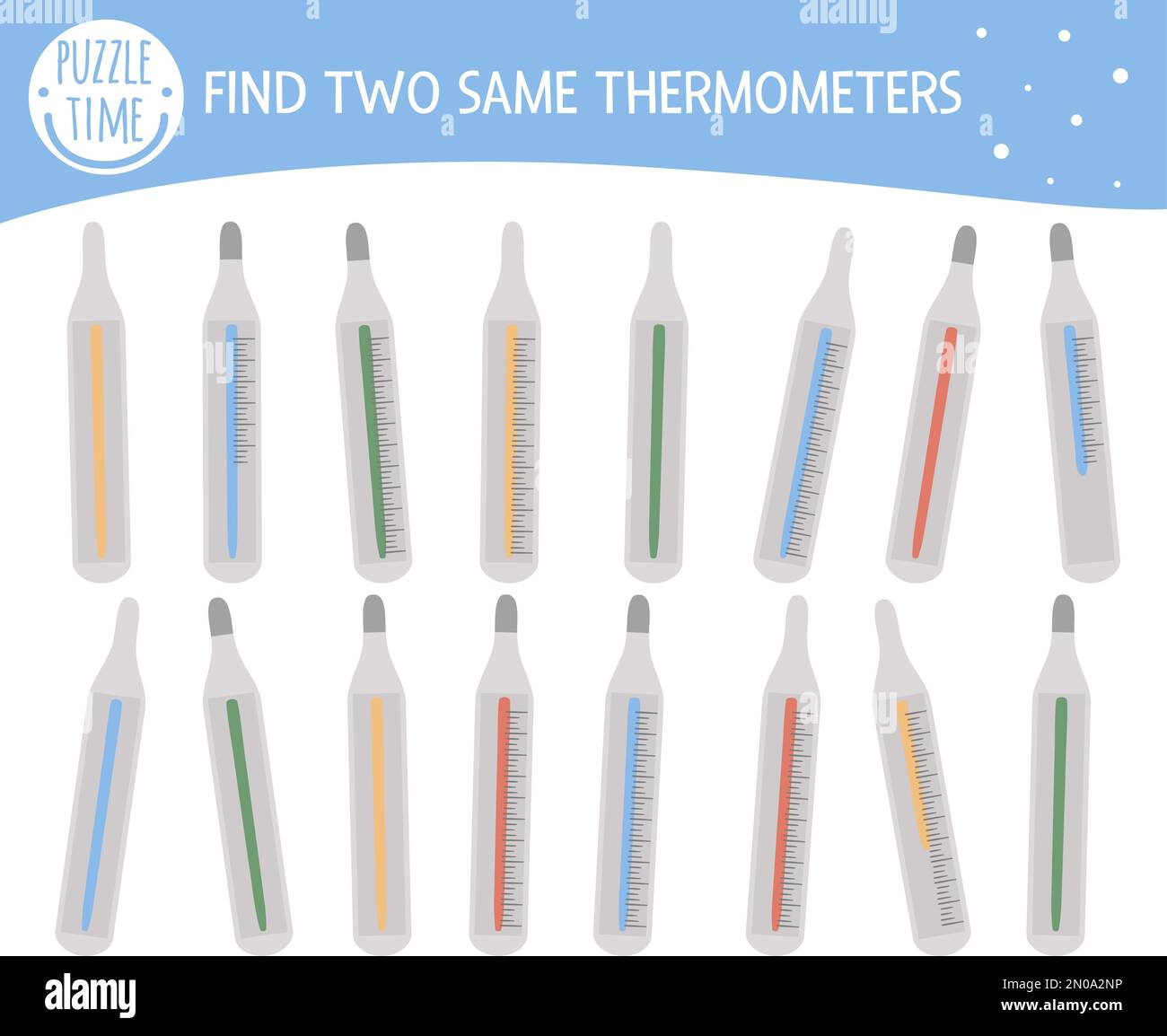 Find two same thermometers. Medical or healthcare themed matching ...