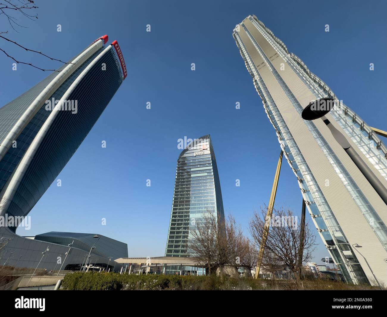 an amazing wide angle view of the three towers of the new CityLife ...