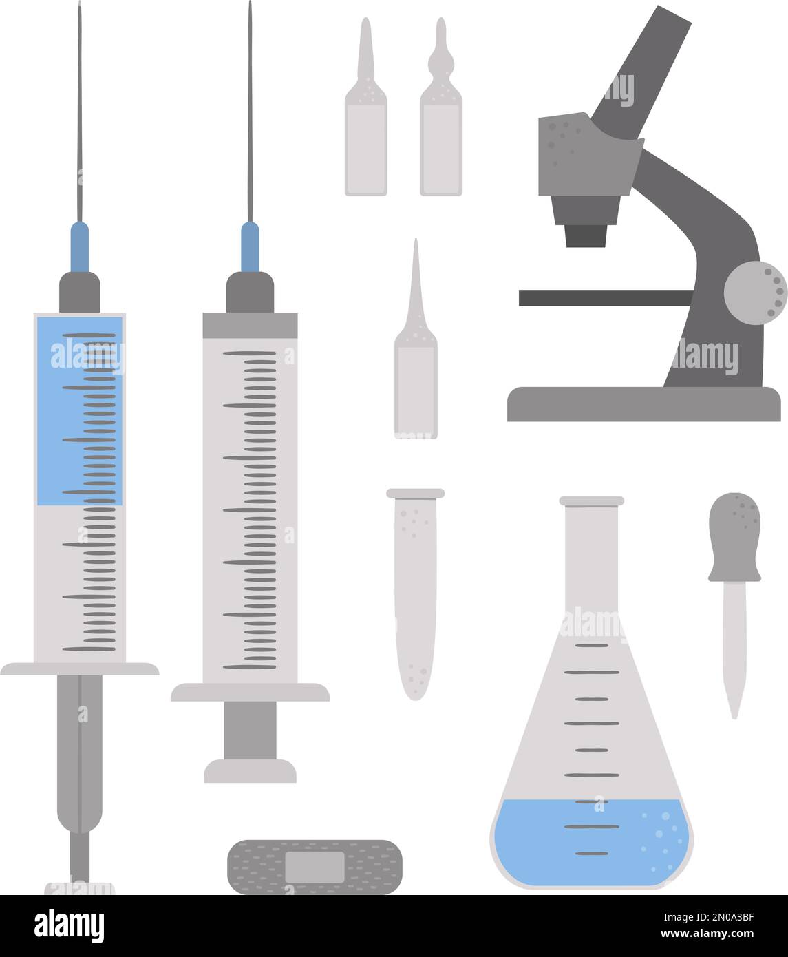 Set of vector flat medical icons. Laboratory research collection ...