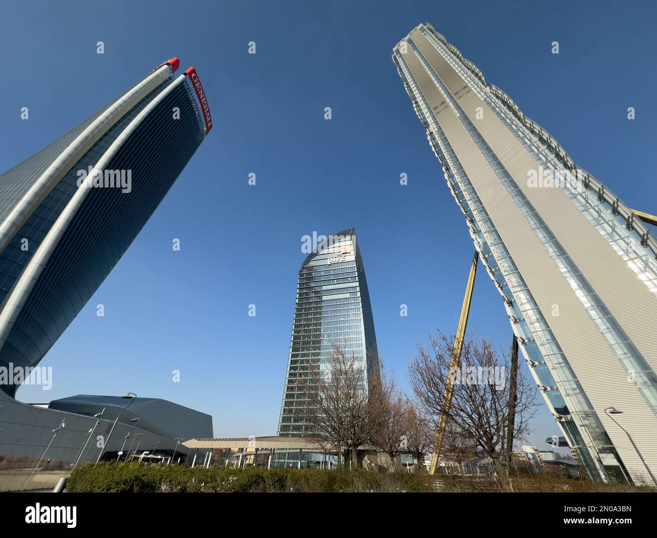 an amazing wide angle view of the three towers of the new CityLife ...