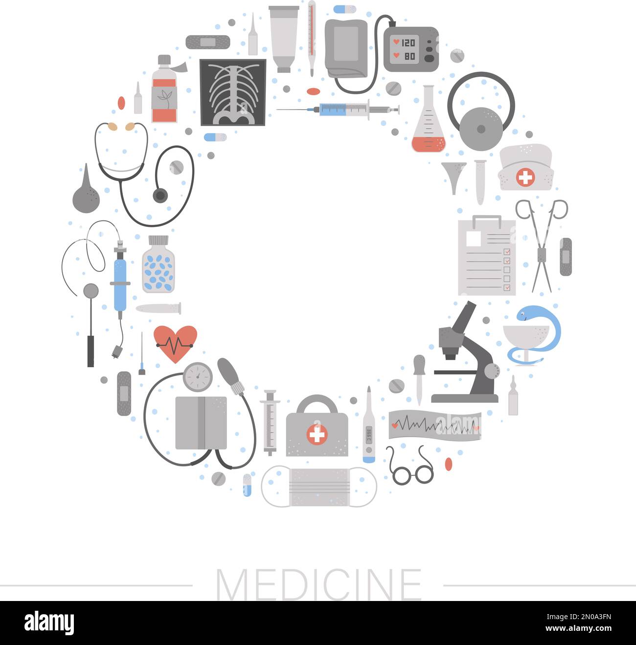 Vector round frame with medical equipment and tools. Medicine elements ...