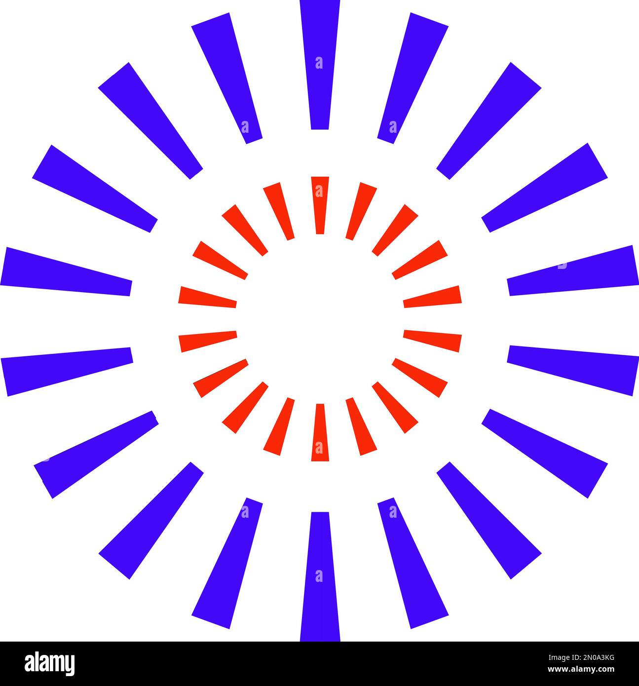 Two groups of blue and red circle trapezoids joining the centre Stock ...