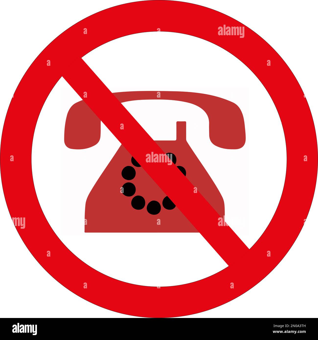 Round sign with red stripes: No phone calls Stock Photo - Alamy