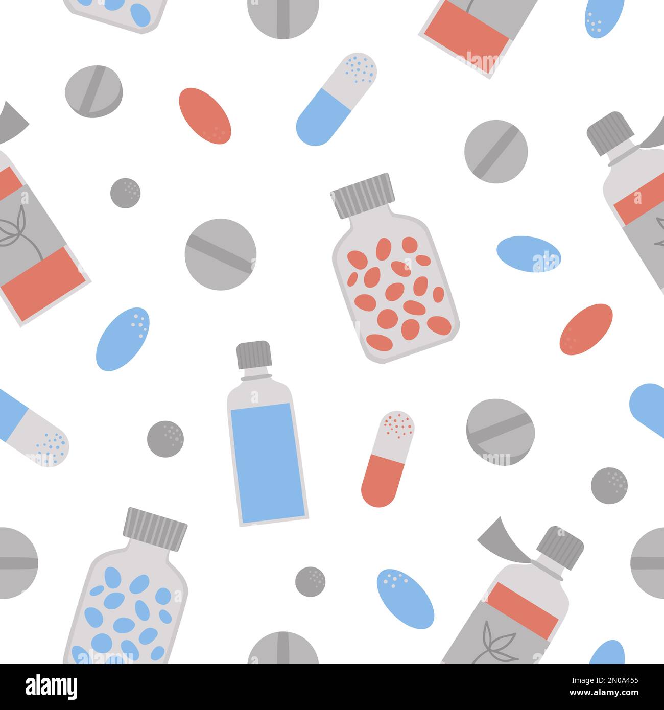 Vector seamless pattern with flat medical icons. Medicine or pharmacy ...
