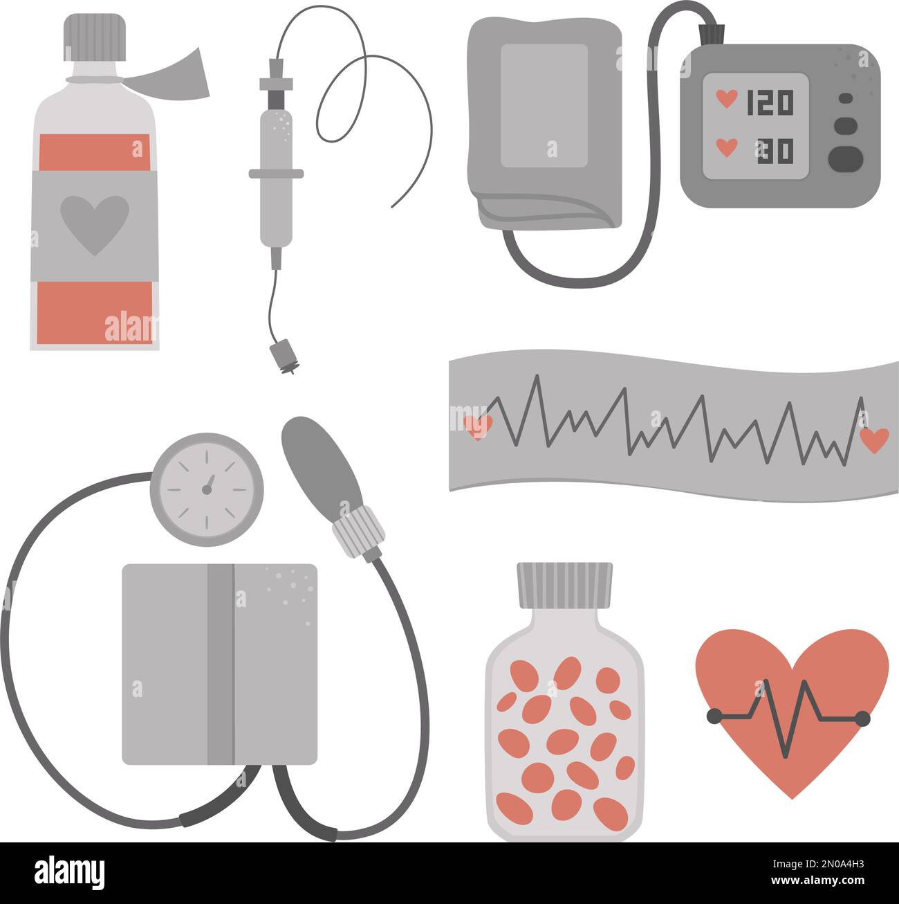 Set of vector flat medical icons. Cardio treatment collection. Medicine ...