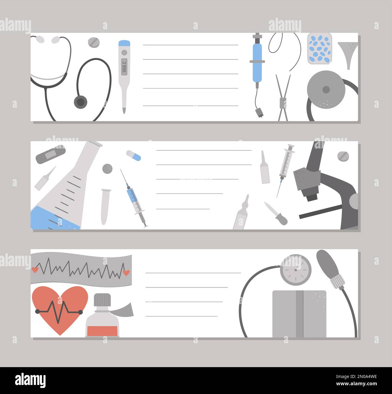 Set of vector medicine horizontal layout card templates. Brochure ...