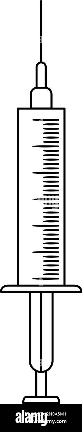 Vector flat syringe icon outline. Medical equipment line art picture ...