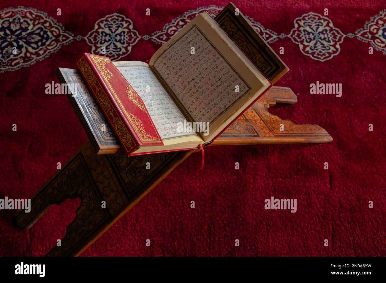 Islamic photo. The Holy Quran or Kuran-i Kerim on the lectern in a ...