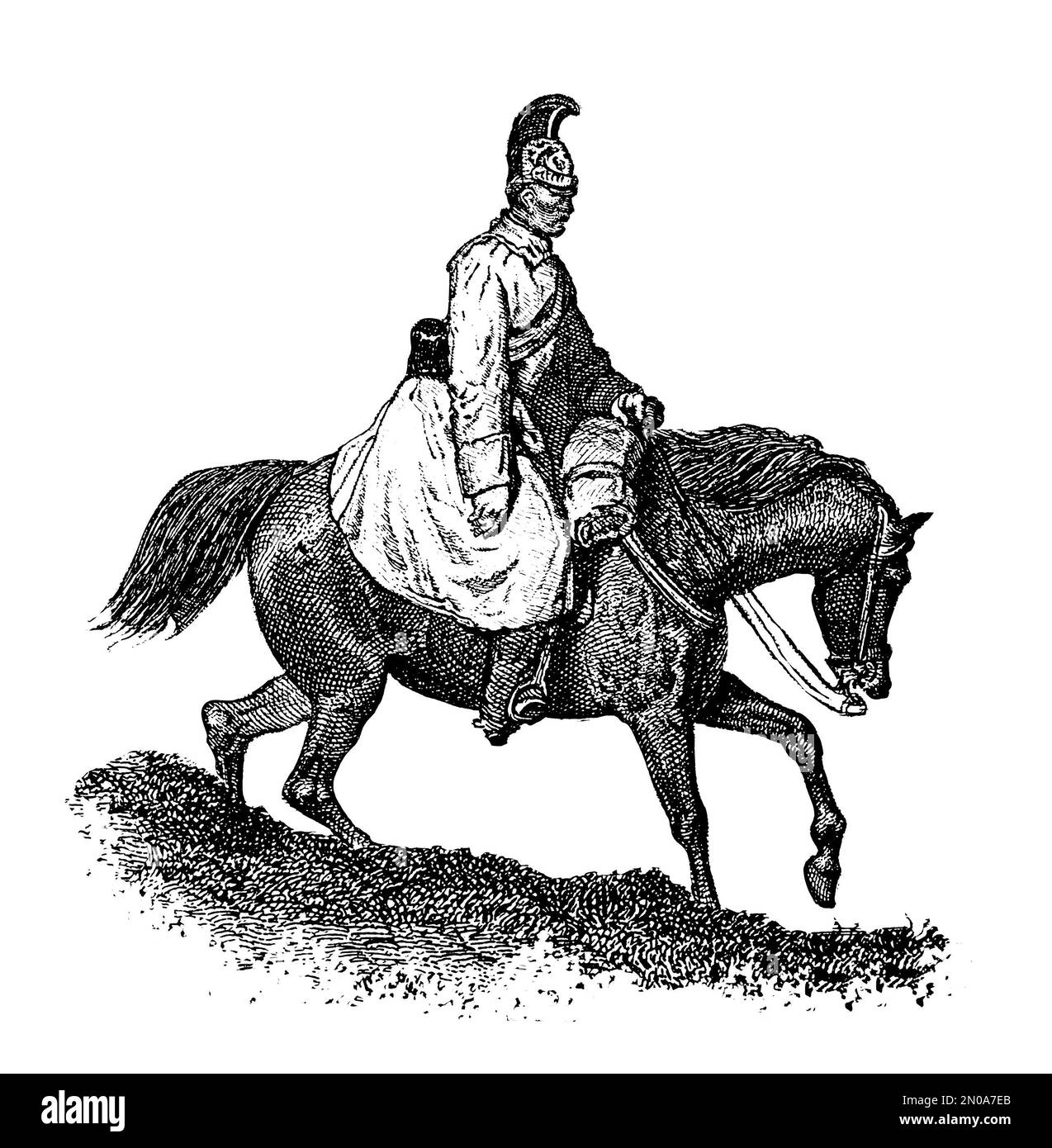 Antique engraving depicting Austrian cavalry in XVIII-XIX century ...