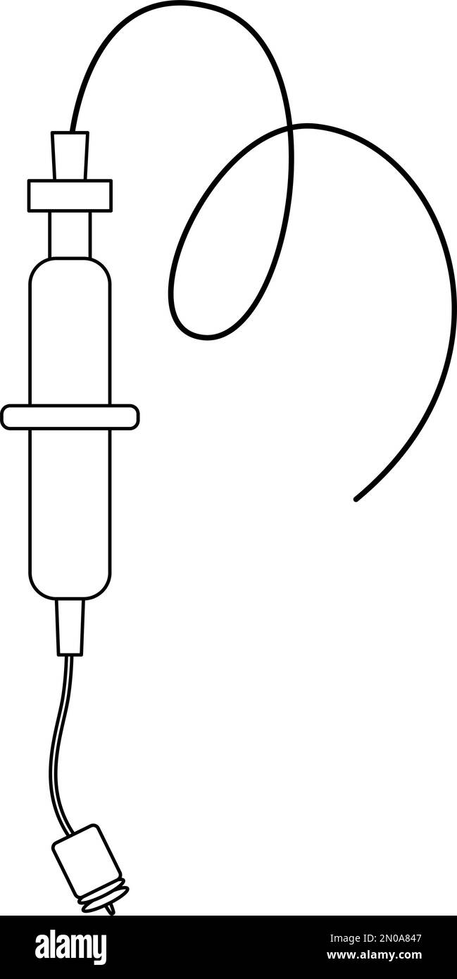 Vector flat IV icon outline. Medical equipment line art picture ...