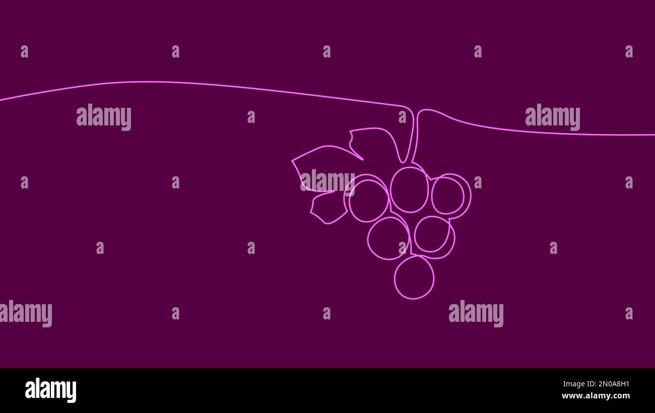 One line continuous grapes fresh fruit symbol concept. Silhouette of ...