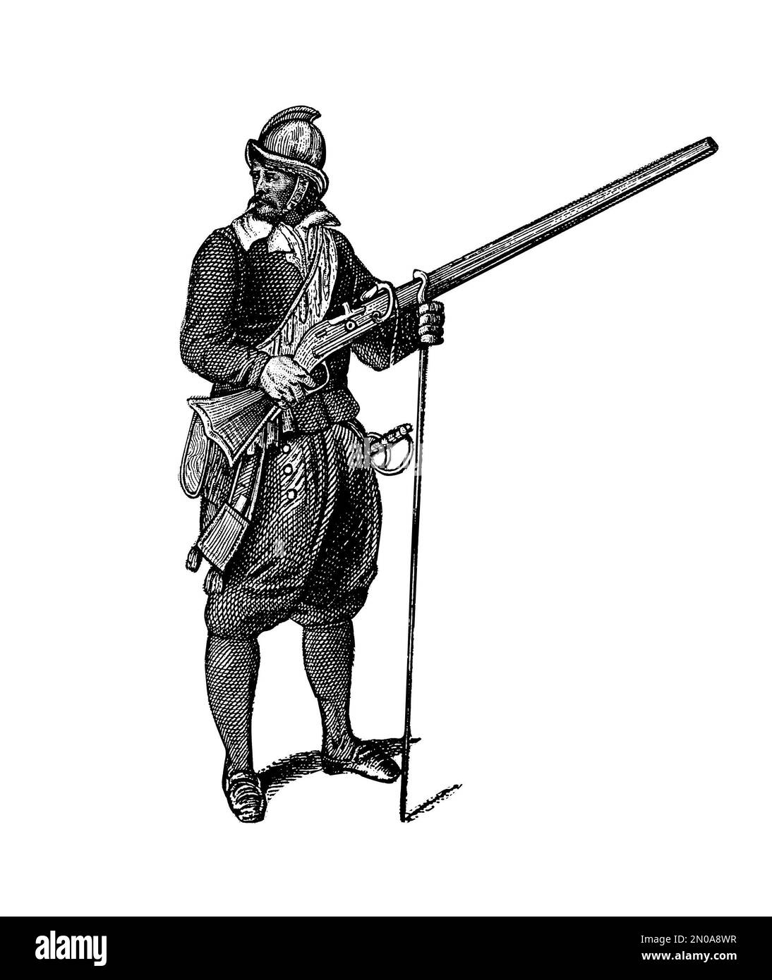 19th-century engraving depicting participants in the Thirty Years' War ...