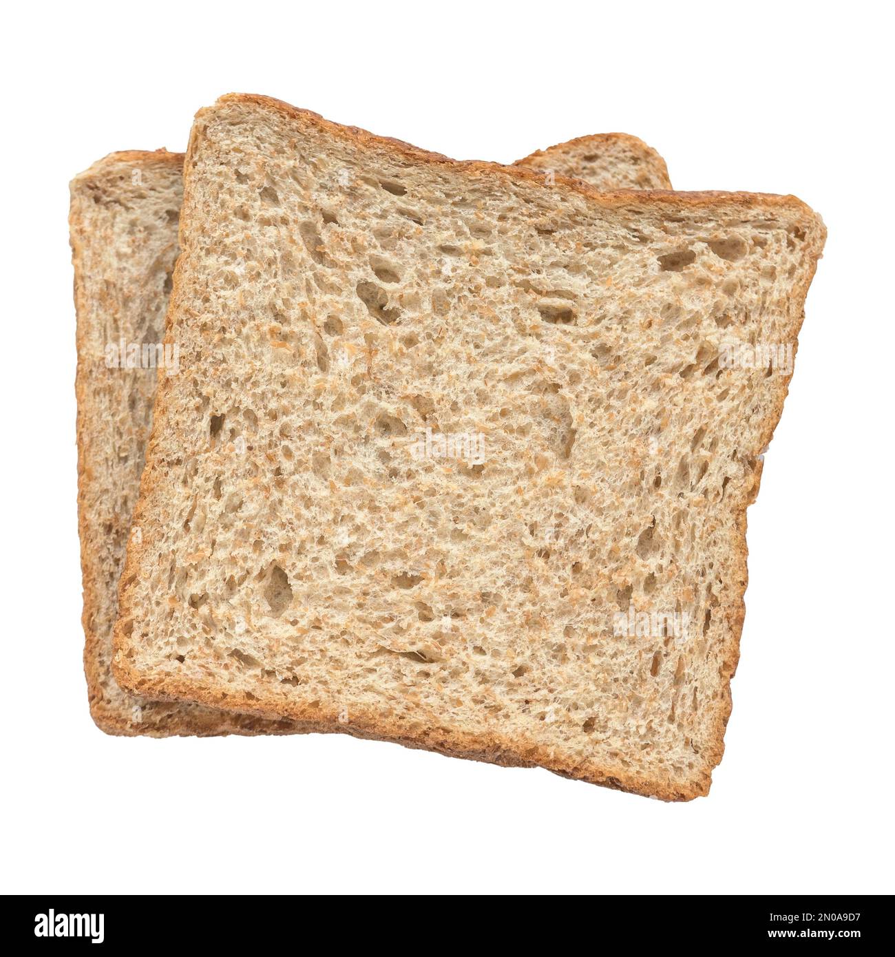 Two slice of wholemeal bread isolated on a white background Stock Photo ...