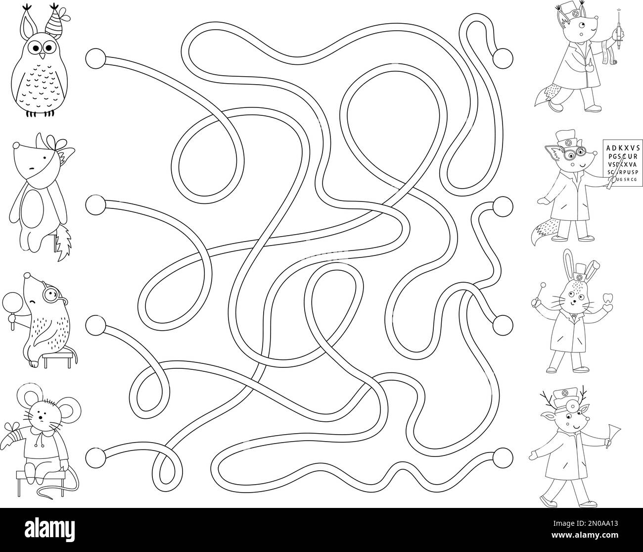 Medical outline maze for children. Preschool medicine activity. Funny ...