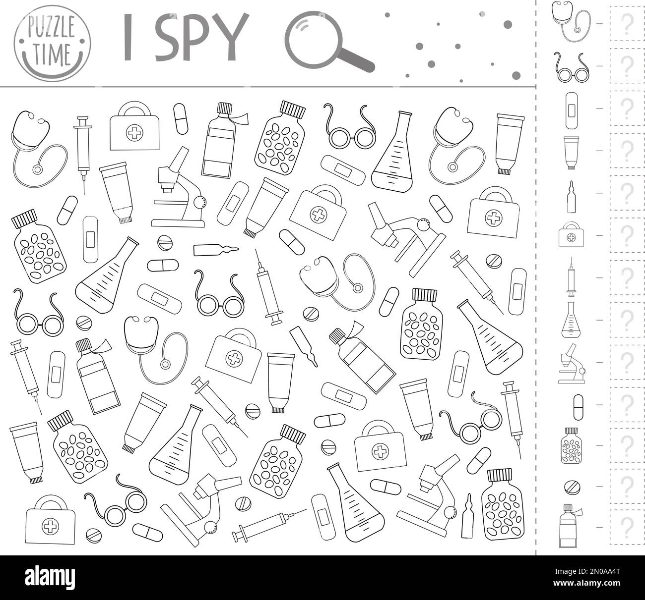 Medical outline I spy game for kids. Healthcare themed searching and ...