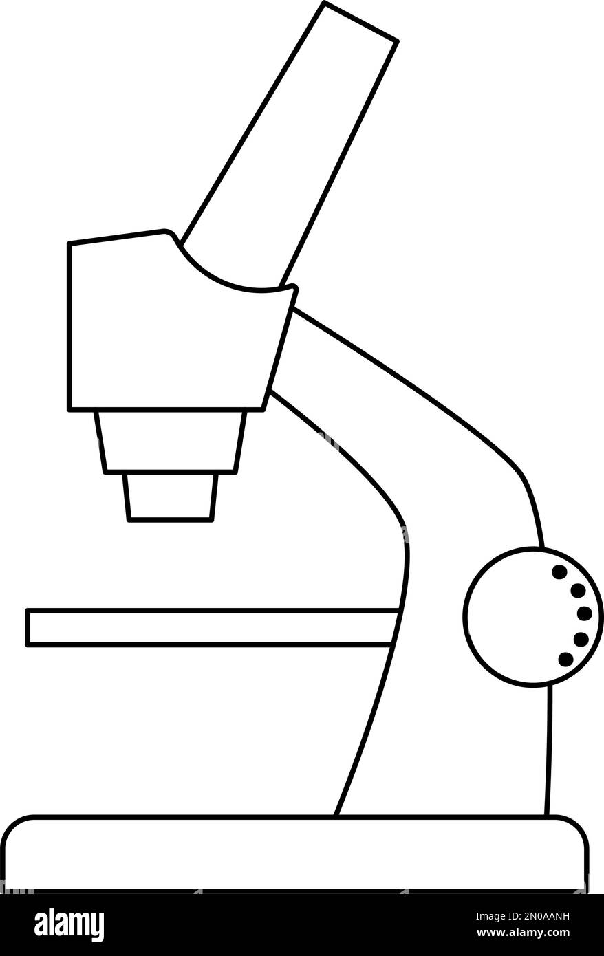 Vector microscope icon outline. Medical or chemistry equipment line art ...