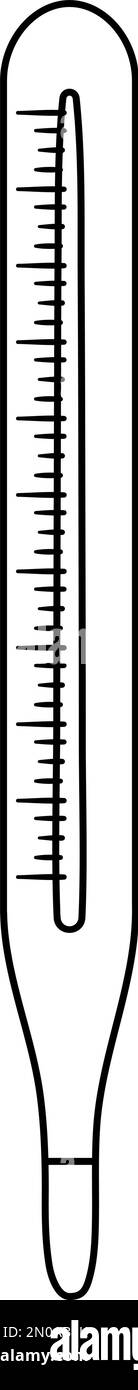 Vector flat thermometer icon outline. Medical equipment line art ...