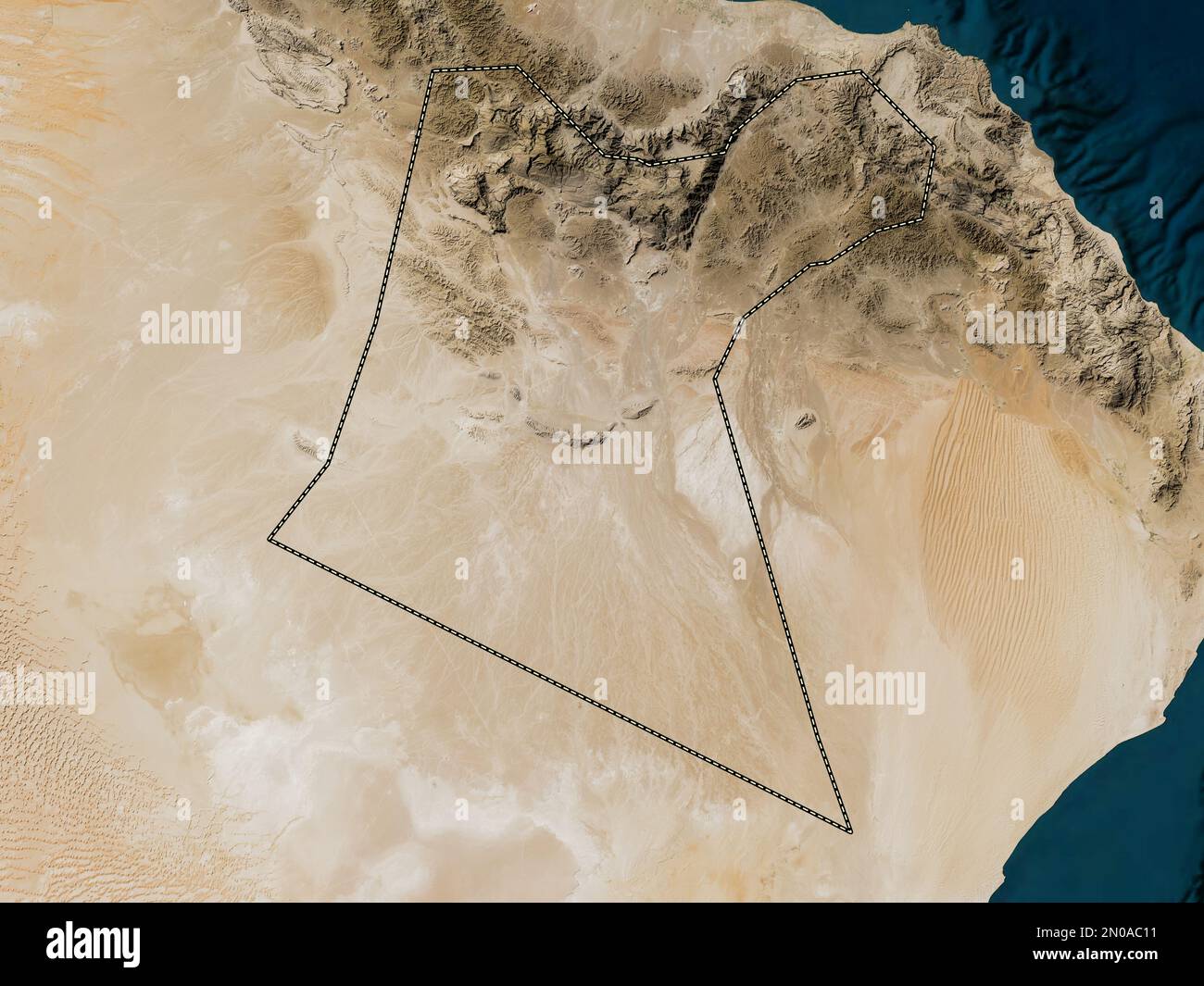 Ad Dakhliyah, region of Oman. Low resolution satellite map Stock Photo ...