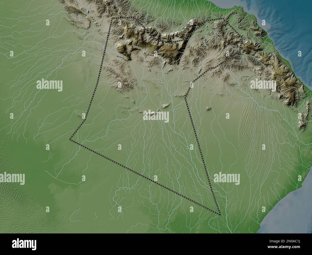 Ad Dakhliyah, region of Oman. Elevation map colored in wiki style with ...