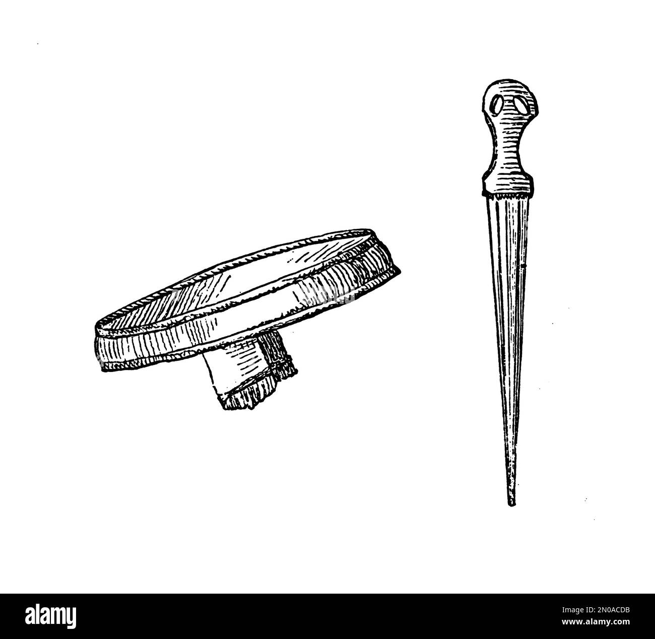 Antique 19th-century illustration of military equipment from Ancient ...