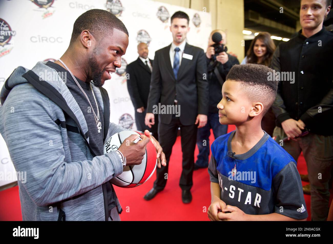 Kevin Hart, left, and Demarjay Smith at the NBA All-Star Celebrity Game ...
