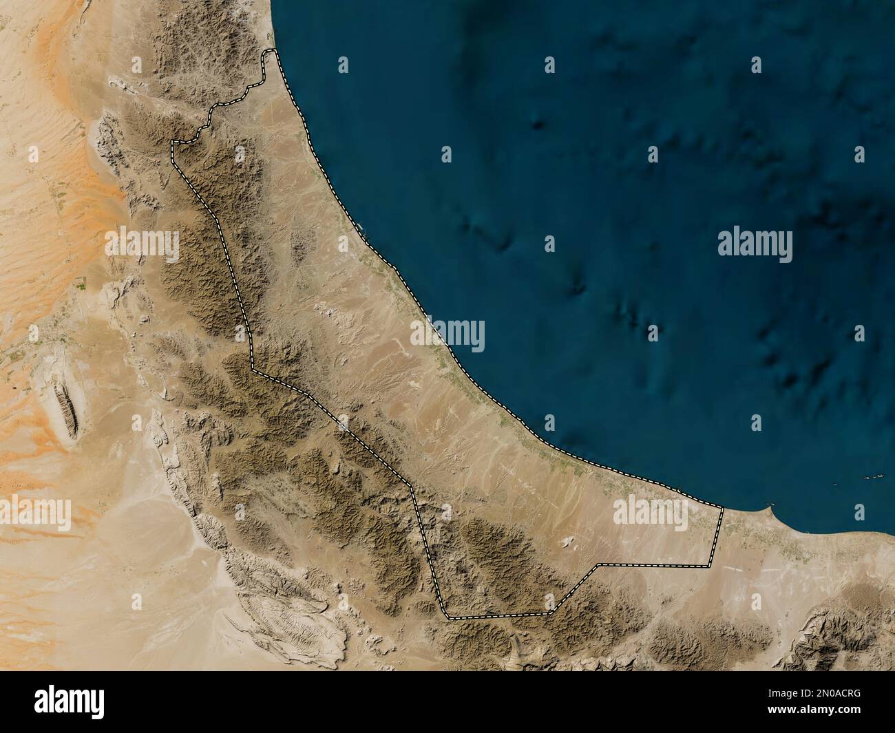 Al Batinah North, region of Oman. Low resolution satellite map Stock ...