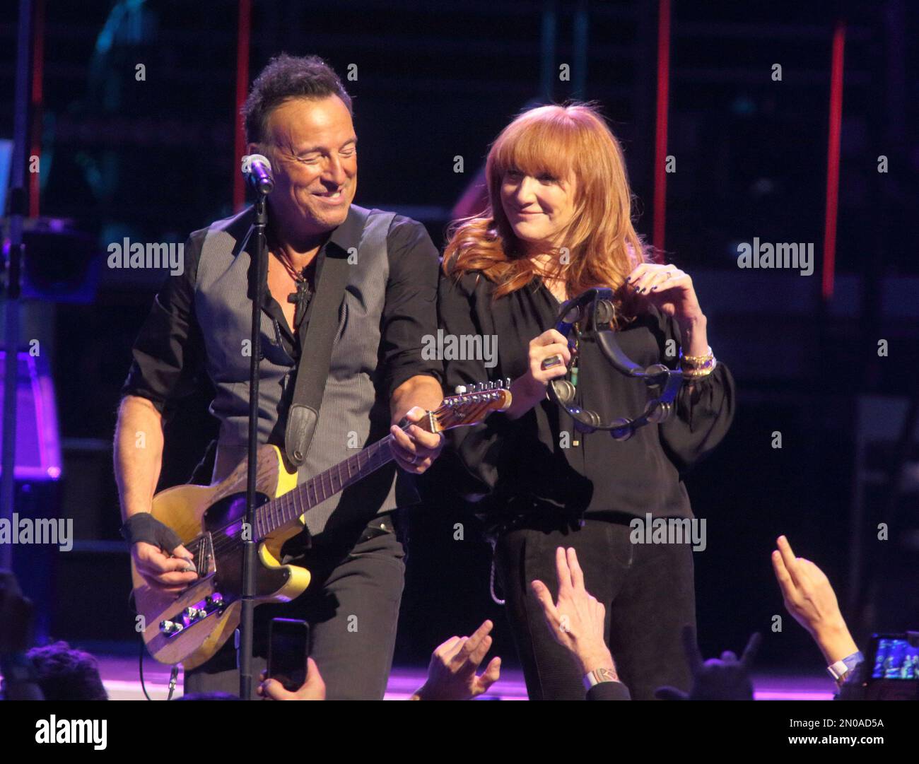 Bruce Springsteen, left, and Patti Scialfa perform in concert with the ...