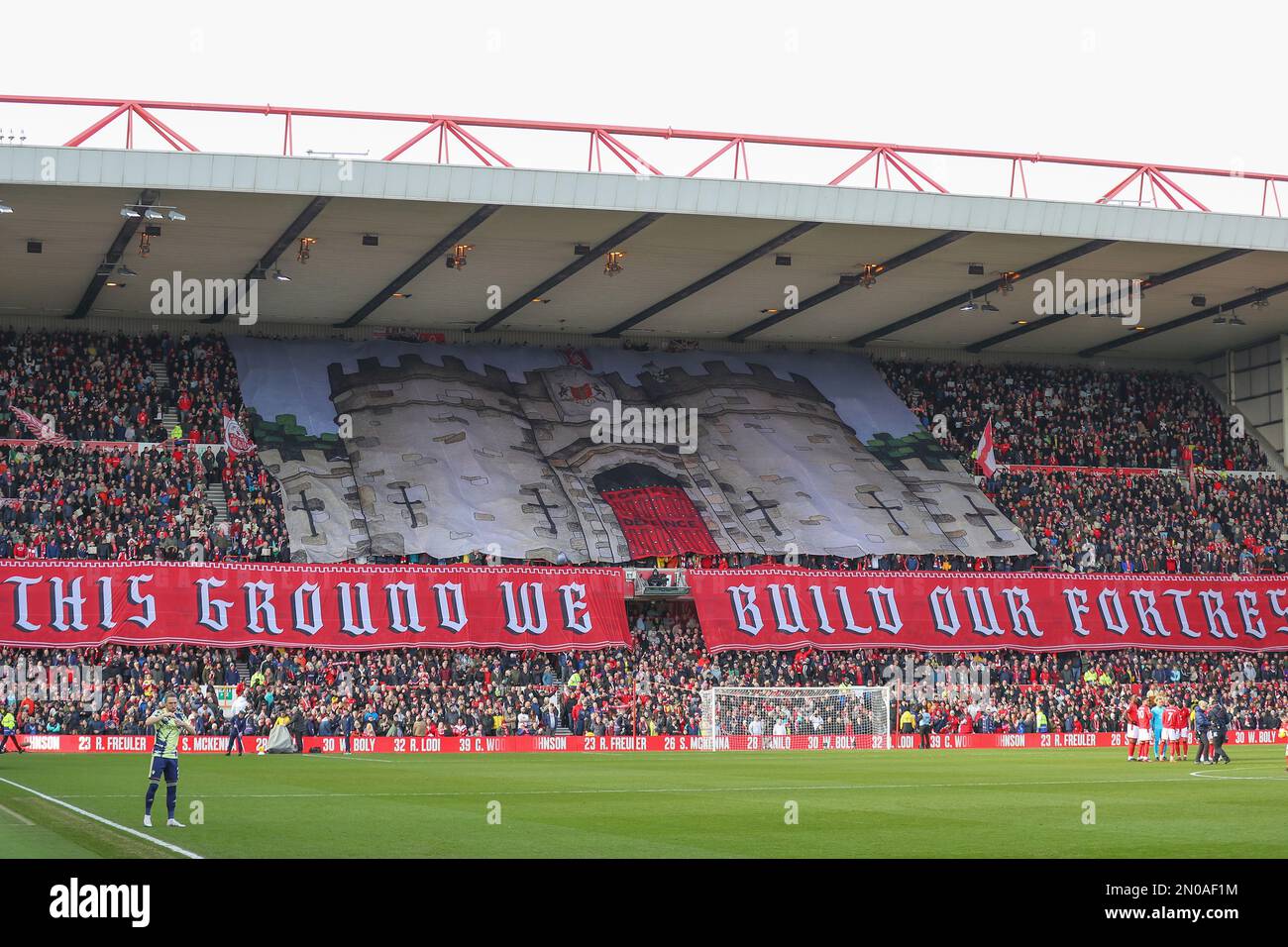Nottingham Forest fans display a tifo ahead of the Premier League match ...