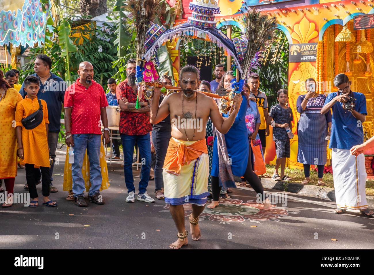 Thaipusam celebration in Penang. Devotees performing kavadi attam ...