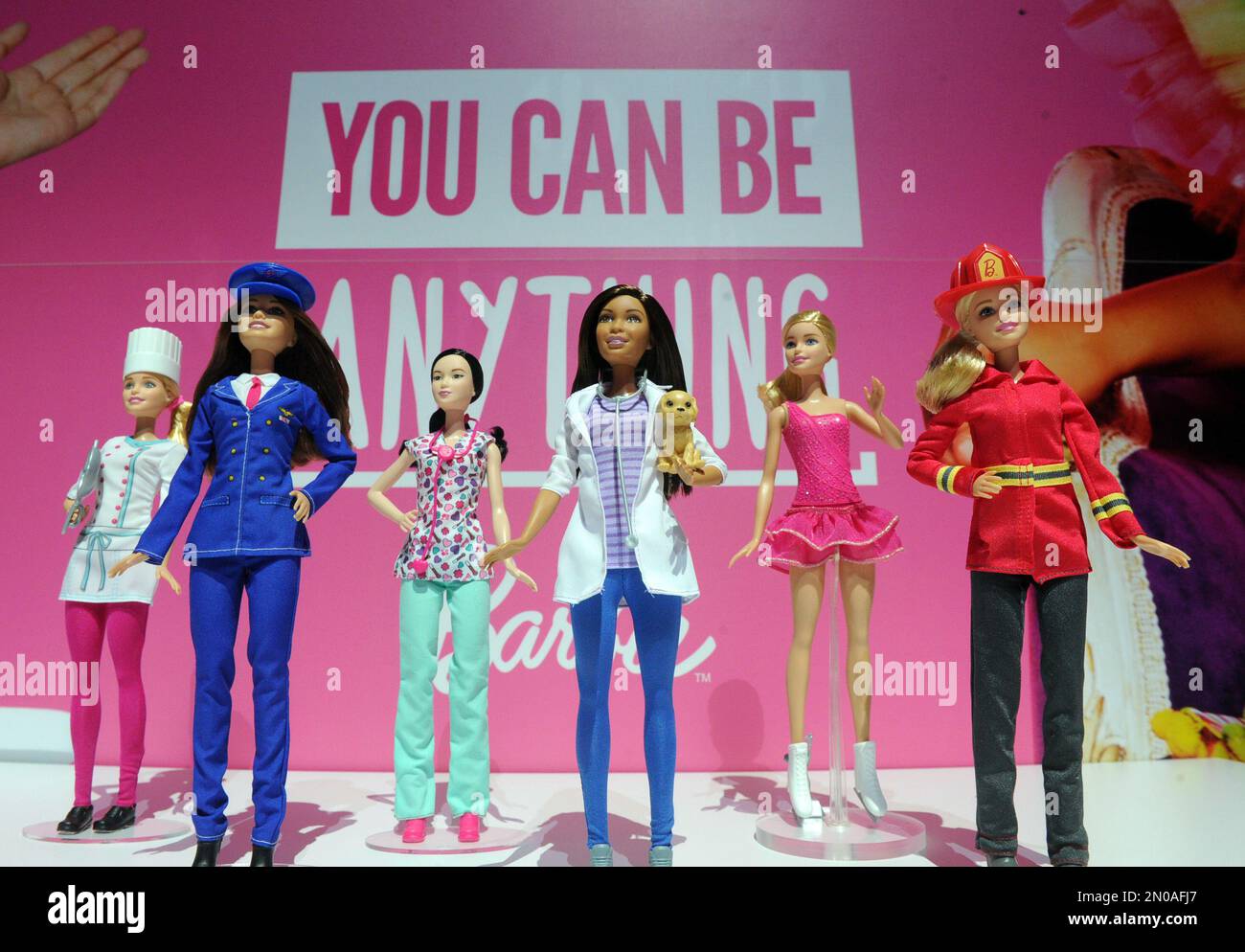 Barbie Careers Assortment dolls are displayed at the New York Fair ...