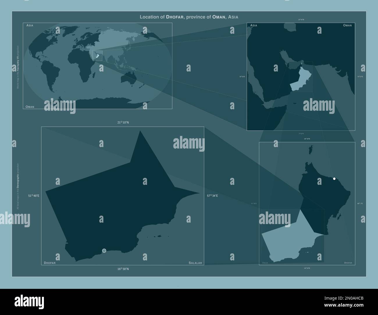 Dhofar, province of Oman. Diagram showing the location of the region on ...