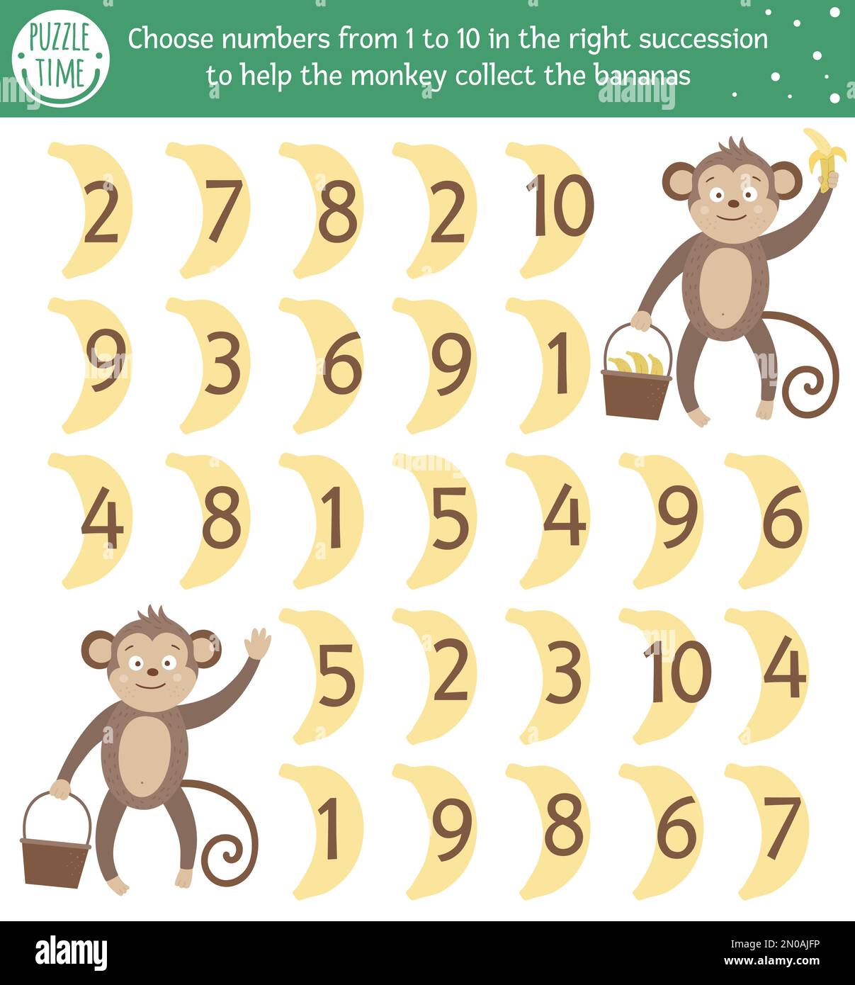 Tropical math game with cute characters. Jungle mathematic maze ...