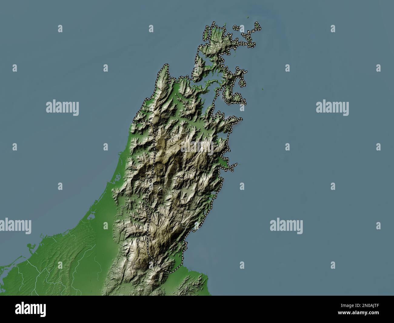 Musandam, province of Oman. Elevation map colored in wiki style with ...