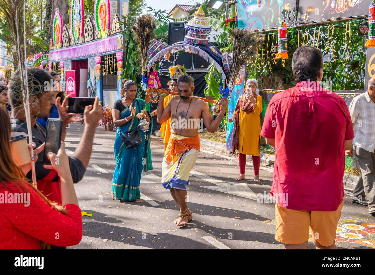Thaipusam celebration in Penang. Devotees performing kavadi attam ...