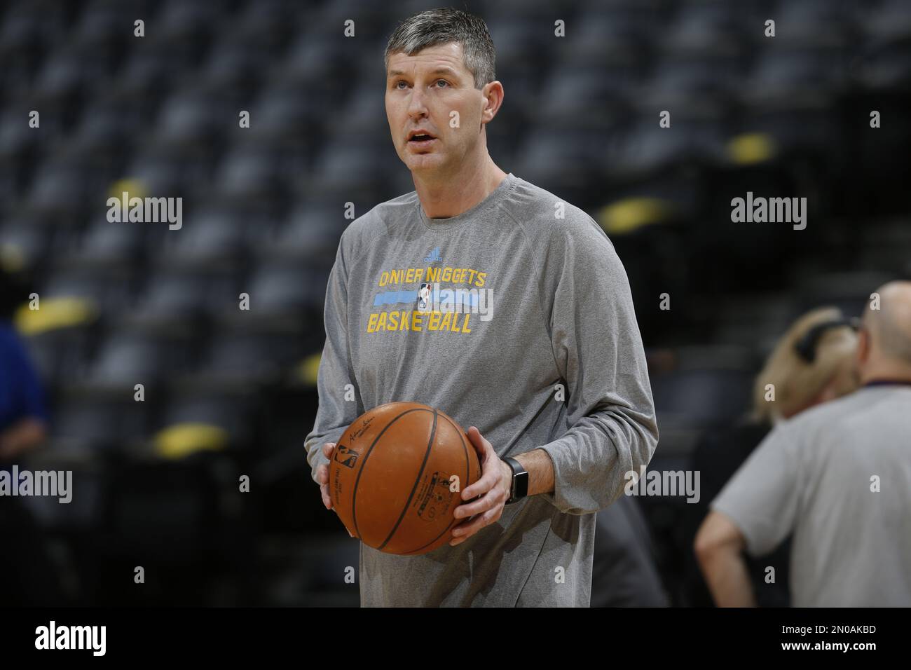 Denver Nuggets assistant coach Ryan Bowen in the first half of an NBA ...