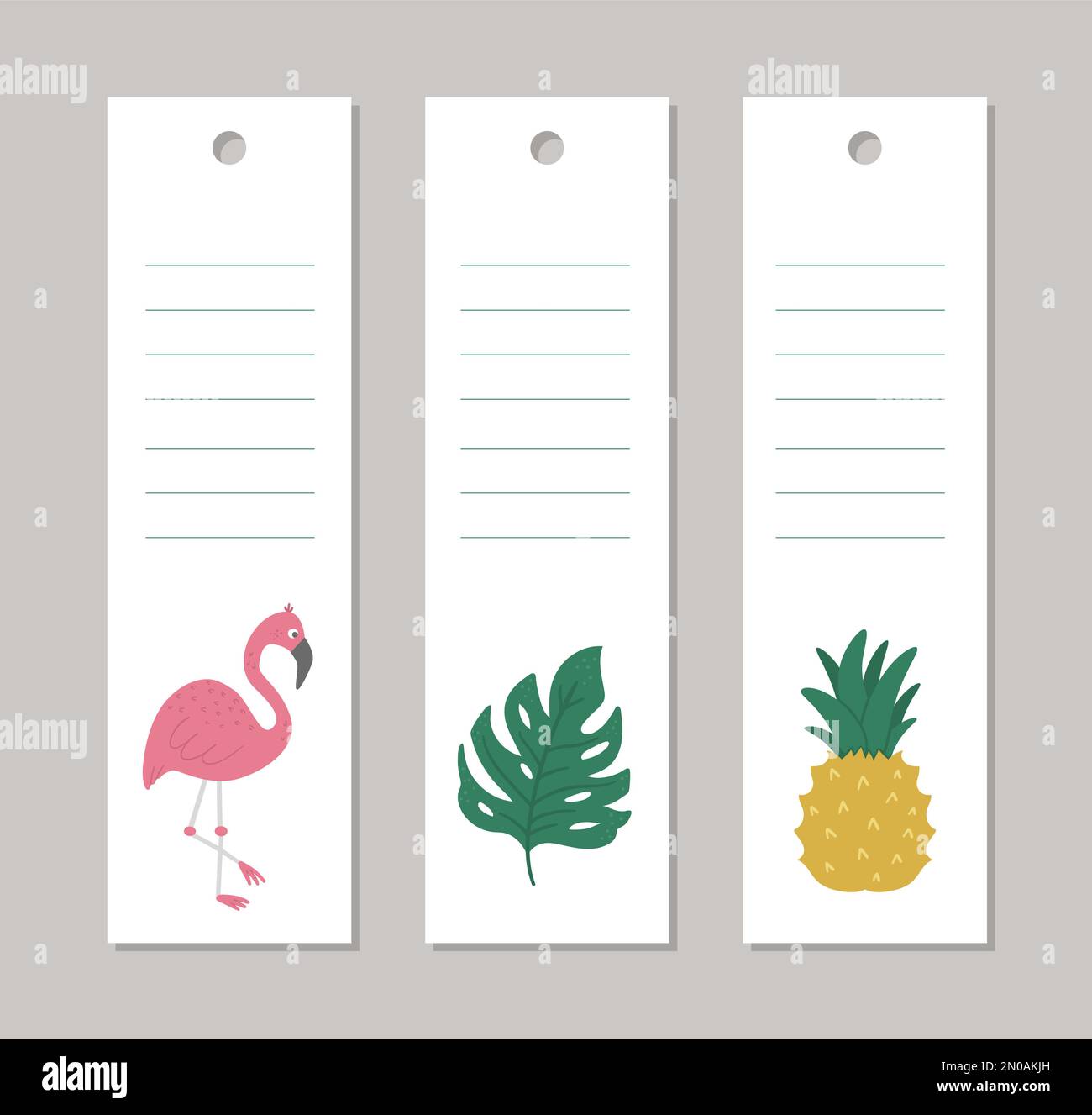 Set of vector summer vertical layout card templates with tropical ...