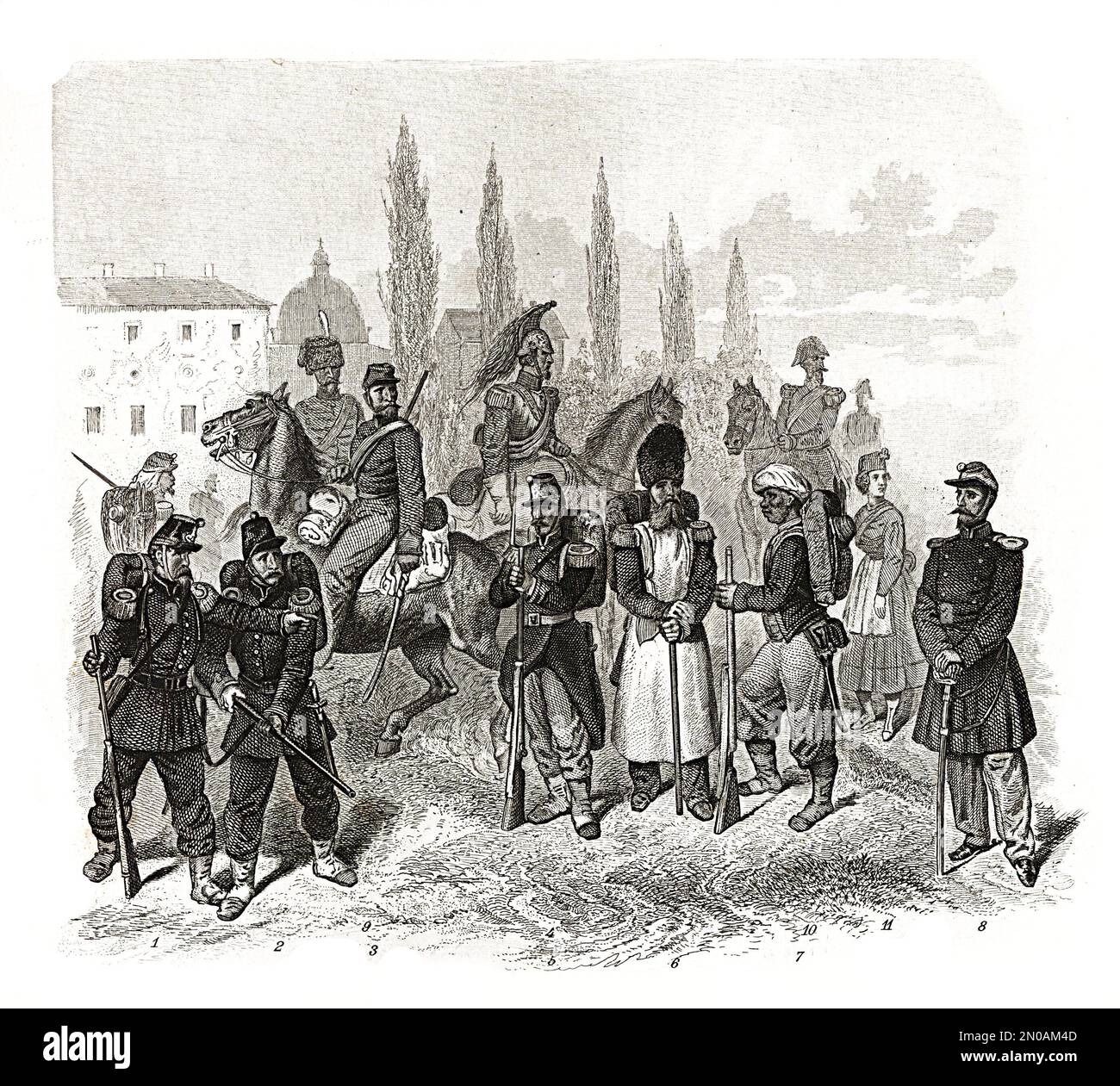 19th-century illustration depicting French military unit from XIX ...