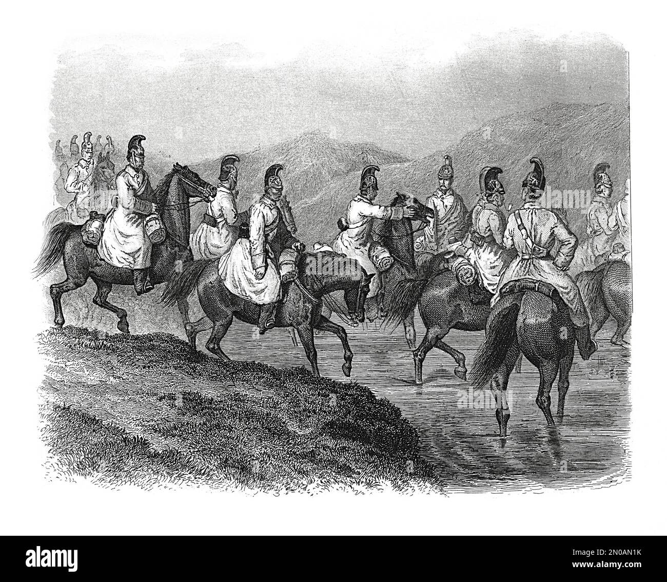 Antique engraving depicting Austrian cavalry in XVIII-XIX century ...