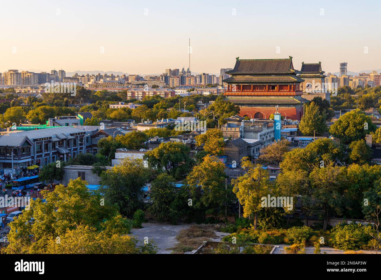 Beijing drum tower street scene Stock Photo - Alamy